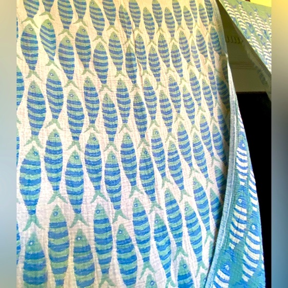 Anthropologie | Bath | Jacquard Loom Weave Fish Textile Muslin Soft ...